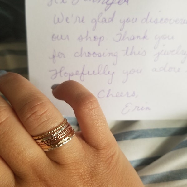 Stacking Rings. Set of SIX. SILVER & GOLD Stackable Rings. Mixed Metal ...