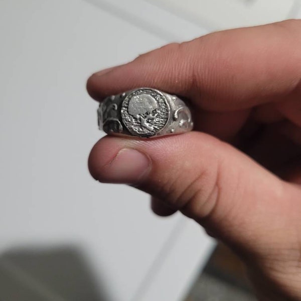 WREATH, Signet Ring, Handmade Ring, Satanic Ring, Biker Ring, Rat Fink ...