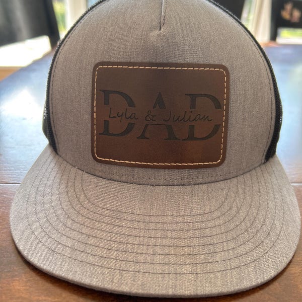 Personalized Dad Hat, Father's Day Custom Hat, Leather Patch Cap, New ...