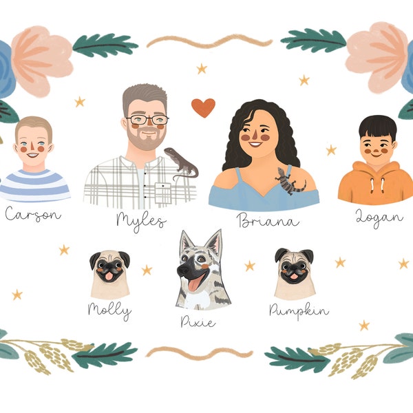 Family Tree Illustration, Couple Portrait, Couple Illustration, Wedding ...