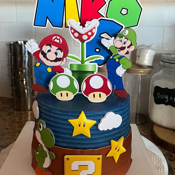 Cake Topper, Personalized Mario Bros Cake Topper, Super Mario Bros ...
