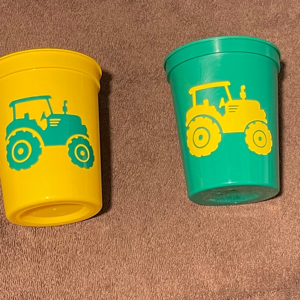 Green Tractor Party Cups Tractor Reusable Cups Green Tractor Party Farm ...