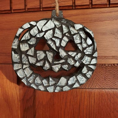 3D Mosaic Punk Rocker Skull With Gun Shell Casing Mohawk, Stained Glass ...