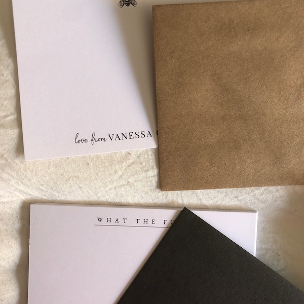 Script Personalized Stationery Cards Set, Flat Notecards, Personalized ...