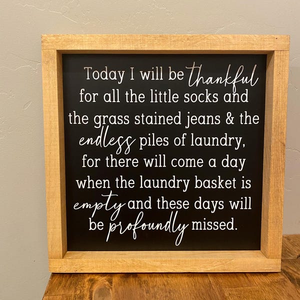 Laundry Room Quote - Thankful for Laundry - Wood Framed Sign - Laundry ...