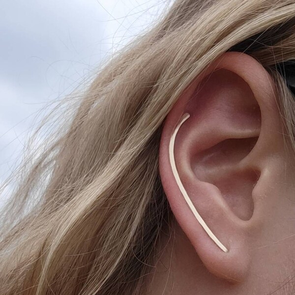 Hammered Ear Climber: Sterling Silver Ear Sweep - 50mm - Etsy UK