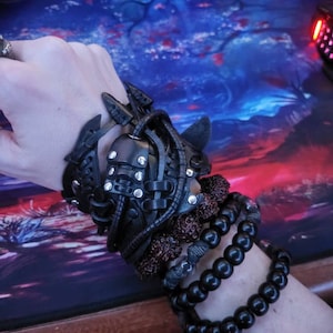 Thor Hammer Black Leather Bracelet, Thor Mjolnir Geniune Leather Cuff ...