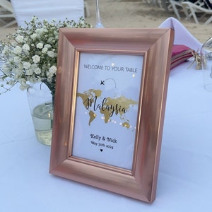 Rose Gold Map Seating Chart Template for Travel Theme Wedding - Etsy