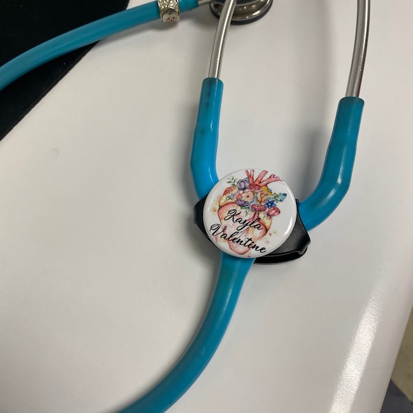Littmann Stethoscope ID Tag, Personalized Watercolor Flower Heart ...