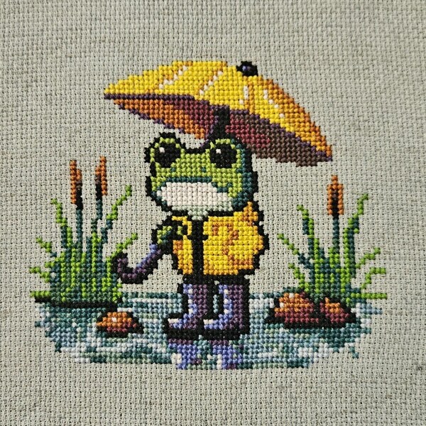 Cute Frog Cross Stitch Pattern Frog in Nature Cross Stitch Pattern ...