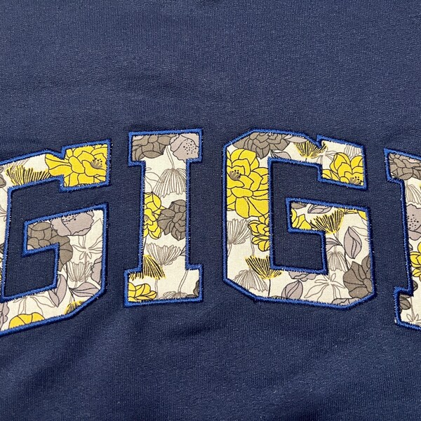 Chenille Yarn Script Font Applique Embroidery Seven Sizes 2, 3, 4, 5, 6 ...