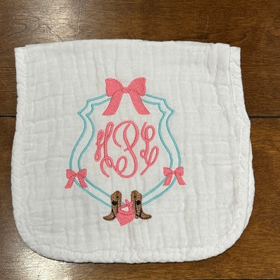 Floral Scallop Monogram ITH Frame Bag Tag Applique in the Hoop Stroller ...