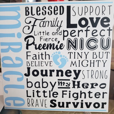 NICU Miracle Subway Art Canvas Sign, Subway Sign, NICU Gift, Nursery ...