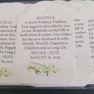 Koufeta A Greek Wedding Tradition Tags Five Sugared Almonds Olive ...