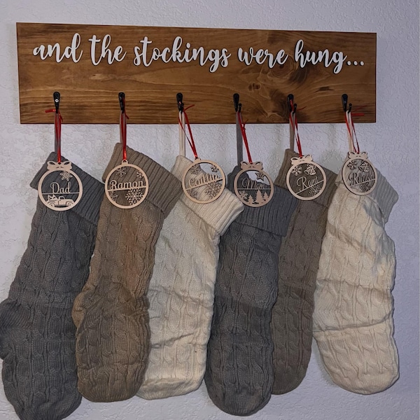 And the Stockings Were Hung, Stocking Hanger, Wooden Stocking Sign With ...