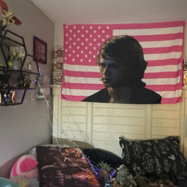 Custom Pink American Flag Tapestry, Personalized Pink Flag, Custom Flag ...