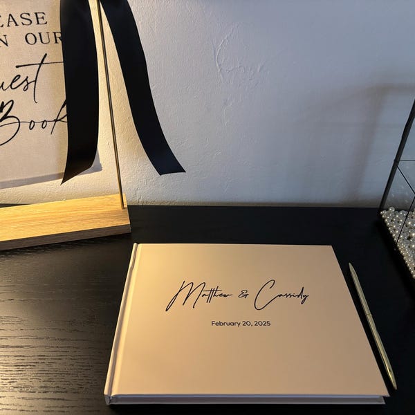 Personalized Linen Guestbook | Custom Wedding Guest Book | Reception ...