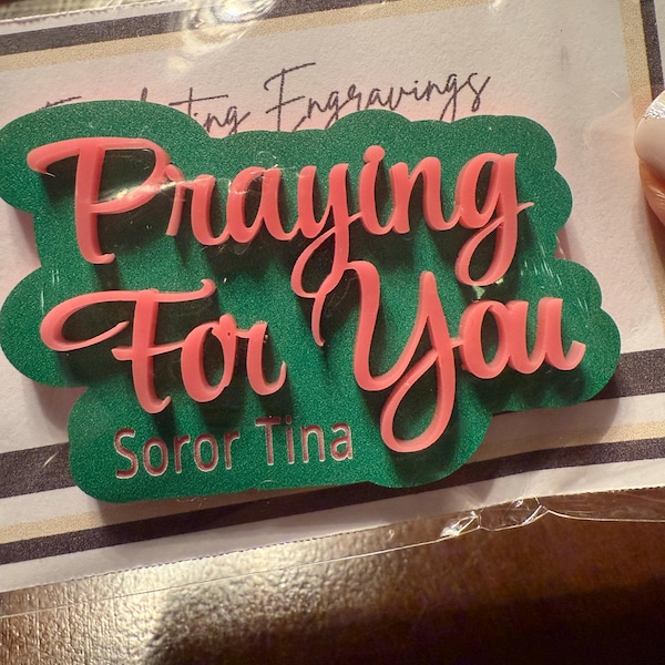 Soror Name Pin, Golden Soror, Soror Name Badge, Pink and Green Lapel ...