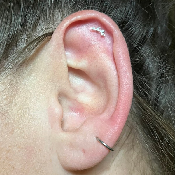 Tiny Antler Tragus Earring • Handmade From Sterling Silver • Bioflex ...