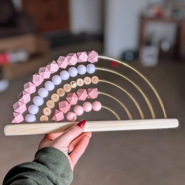 4 Ring-personalized Rainbow Abacus, Nursery Decor Bohemian, Abacus ...