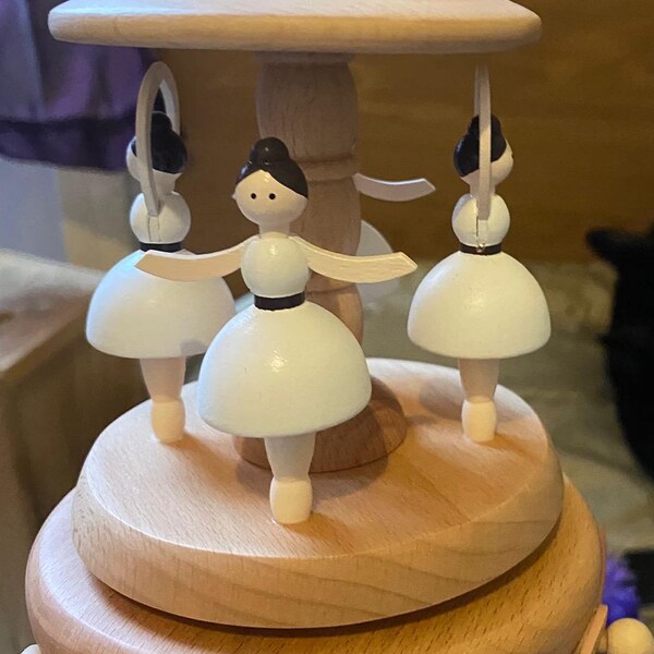 A Thousand Years Music Box, Solid Oak Dancing Couple Music Box ...