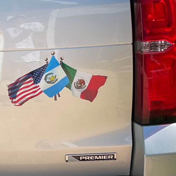 US, Guatemala and Mexico 3 Crossed Flags Decal Sticker - United States ...