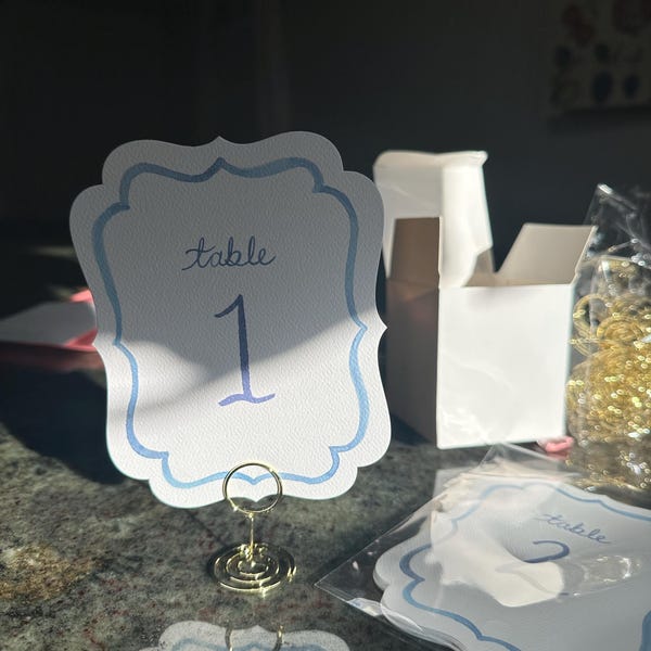 Blue Watercolor Table Numbers | Antique Die Cut Print - Etsy