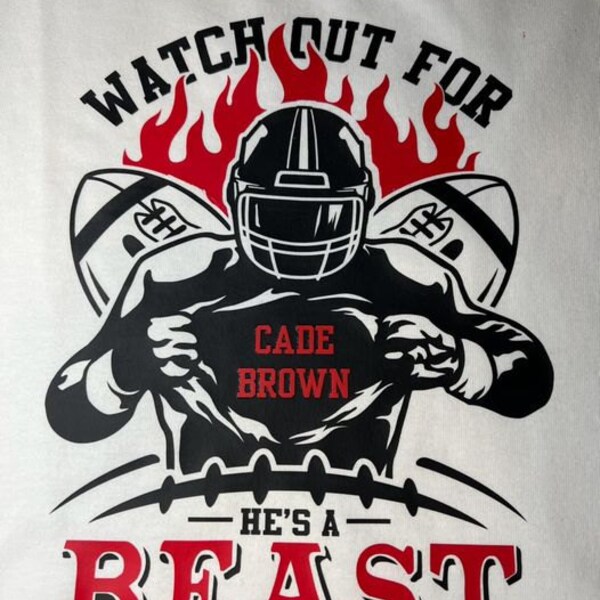 Watch Out He's a Beast Svg | Football Player Svg | Football Name ...