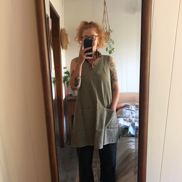 SALE Japanese Kappogi Apron Smock With 3/4 Sleeves and Elastic Cuffs ...