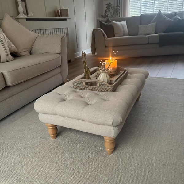 100 Cm X 54 Cm Chesterfield Style Deep Buttoned Footstool Coffee Table ...