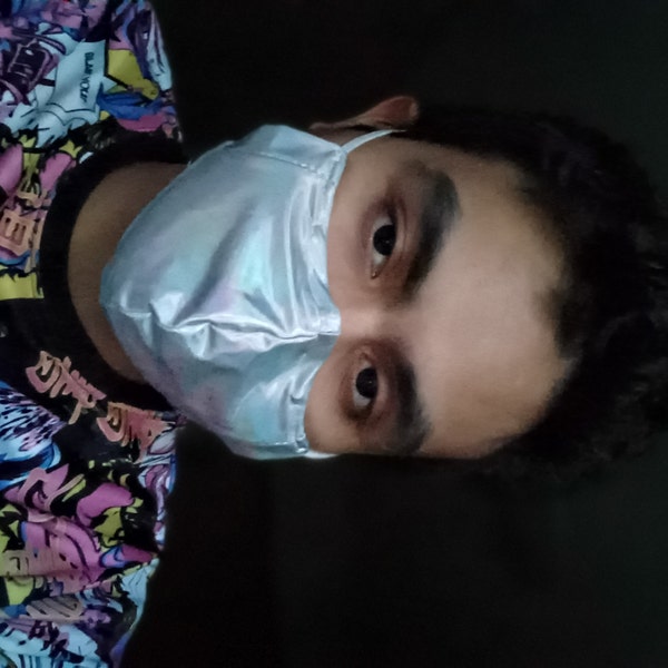 Reflective Disco Rave Face Mask, Festival Rainbow Iridescent Dressy ...