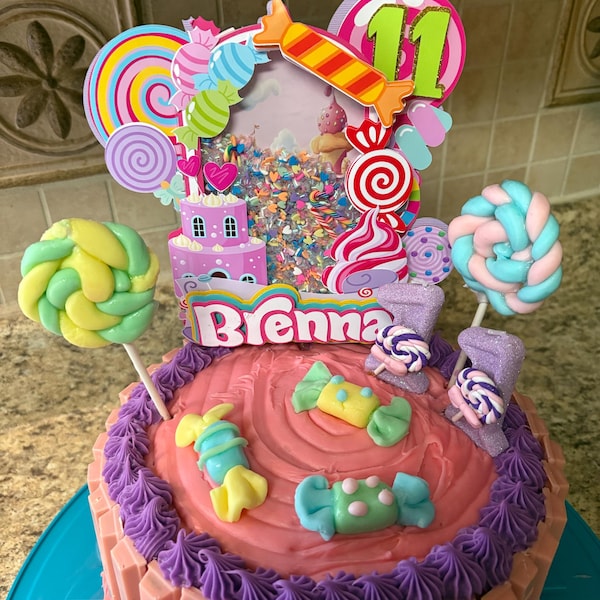 Custom Candy Cake Topper, Candy Theme Party Decorations, Sweet One, Two ...