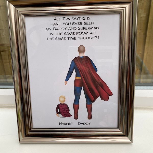 Superhero Dad and Kids Print, Christmas Gift, Birthday Gift, Fathers ...