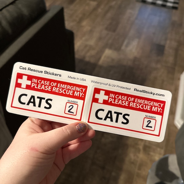 Cat Emergency Pet Rescue Sticker Vinyl Decal 1st First Aid Responder ...