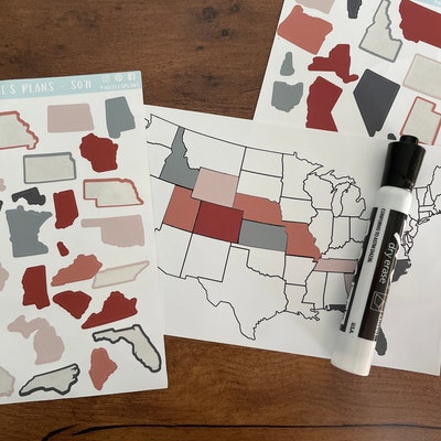 United States Travel Tracker Sticker Map S071 50 US States Visited Map ...