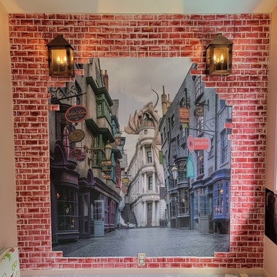 Wizard World Wallpaper Mural / Wizarding Alley Wallpaper / Magic Street ...