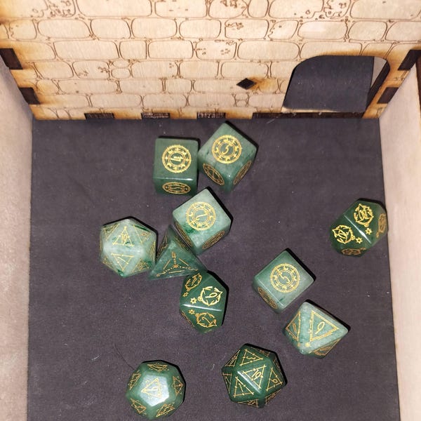Green Jade DND Dice Set, Aventurine Sharp Edge D&D Dice Set, Dungeons ...