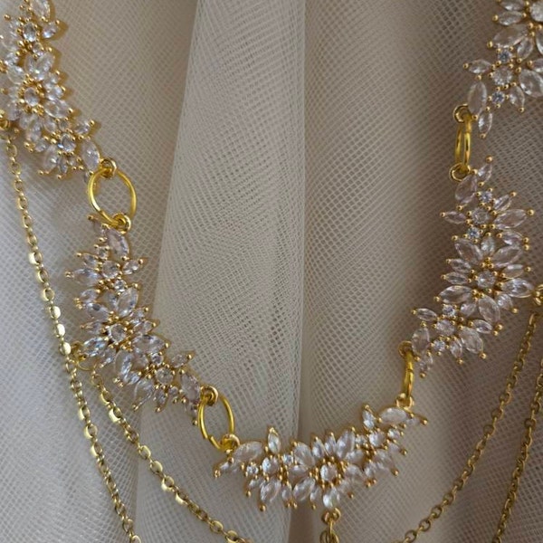 Elegant White Bridal Choker Necklace, Clear Crystal Flower Choker ...