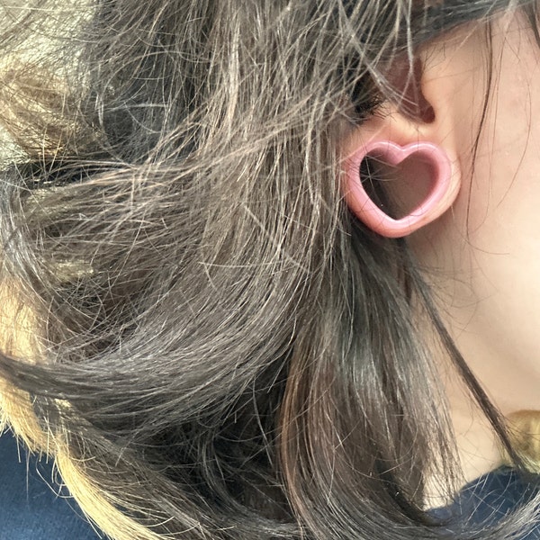Up to 2" True Love Pastel Pink Heart Shaped Ear Plugs Gauges Tunnels ...