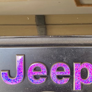 Holographic Sequins Jeep Emblem Sticker Decal, Wrangler JK, TJ, JL ...
