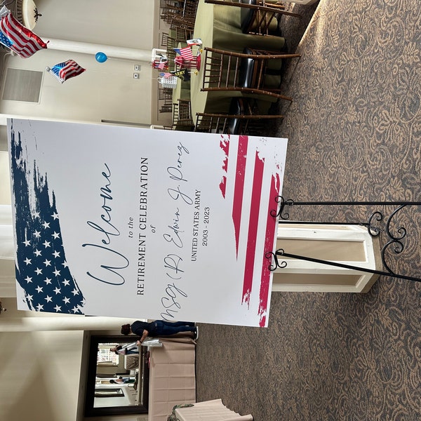 Editable Retirement Party Welcome Sign Template, American Flag, Army ...