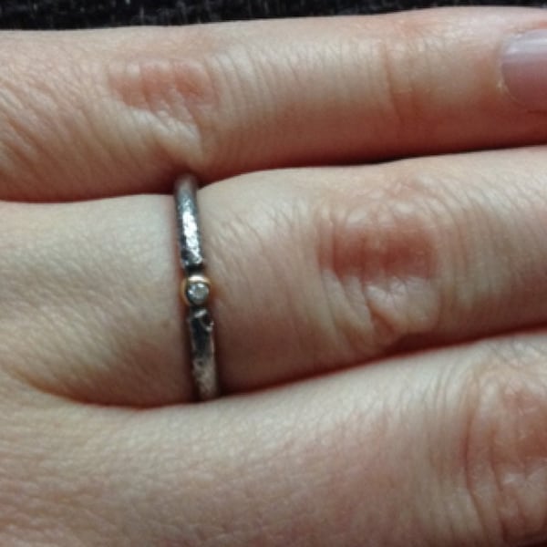 Rustic Diamond - Unique Engagement Ring With Small Diamond, Sterling ...