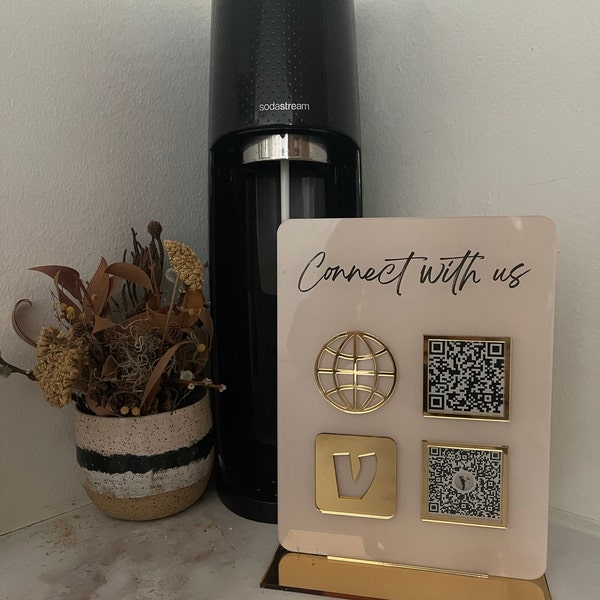 Double QR Code Business Instagram Facebook Social Media Sign | Salon ...