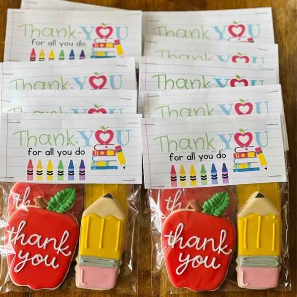 Teacher THANK YOU Treat Bag Topper 4, 4.5, 5, 6 and 6.5" Teacher ...