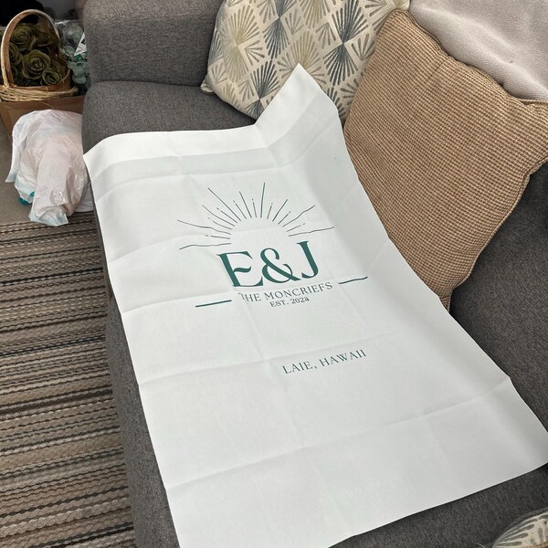 Linen Wedding Sign, White Welcome Sign, Chiffon Fabric Wedding Banner ...
