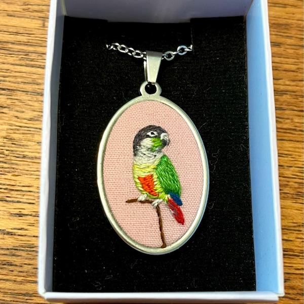 Blue Jay Necklace, Wild American Bird Pendant, Hand Embroidered Bird ...
