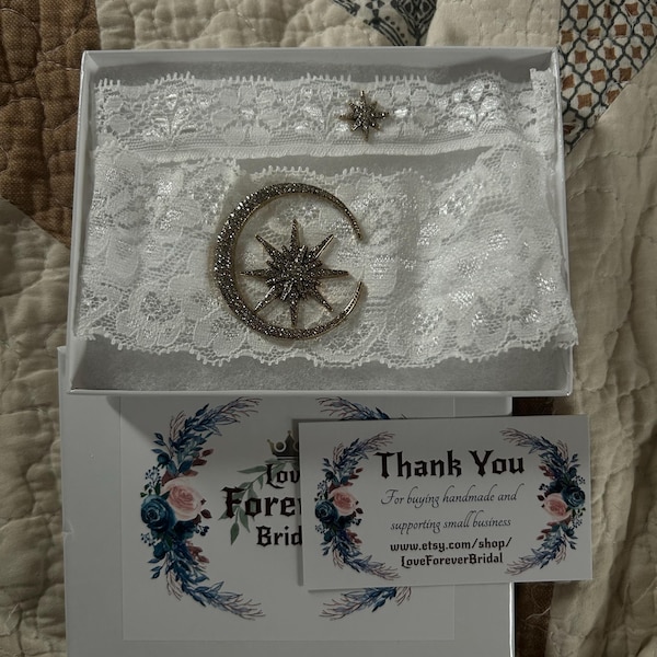 Stars and Moon Wedding Garter Set, Celestial Garters, Garters With ...