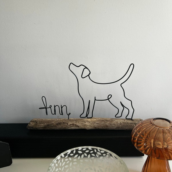 Handmade Wire Labrador on Driftwood, Home Decor, Dog Gifts, Wire Art ...