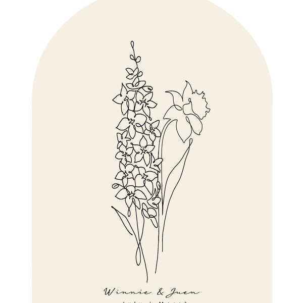 CUSTOM BIRTH FLOWER Bouquet for 5 People Digital Birth Month Flower ...