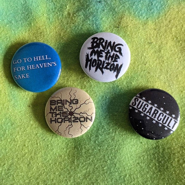 Devo Set of Four Button Pin Badges, 25mm (1 Inch) Diameter, Featuring ...